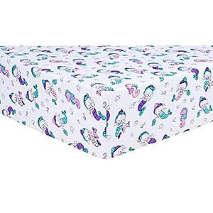 Trend Lab Jersey Fitted Crib Sheet, Mermaids