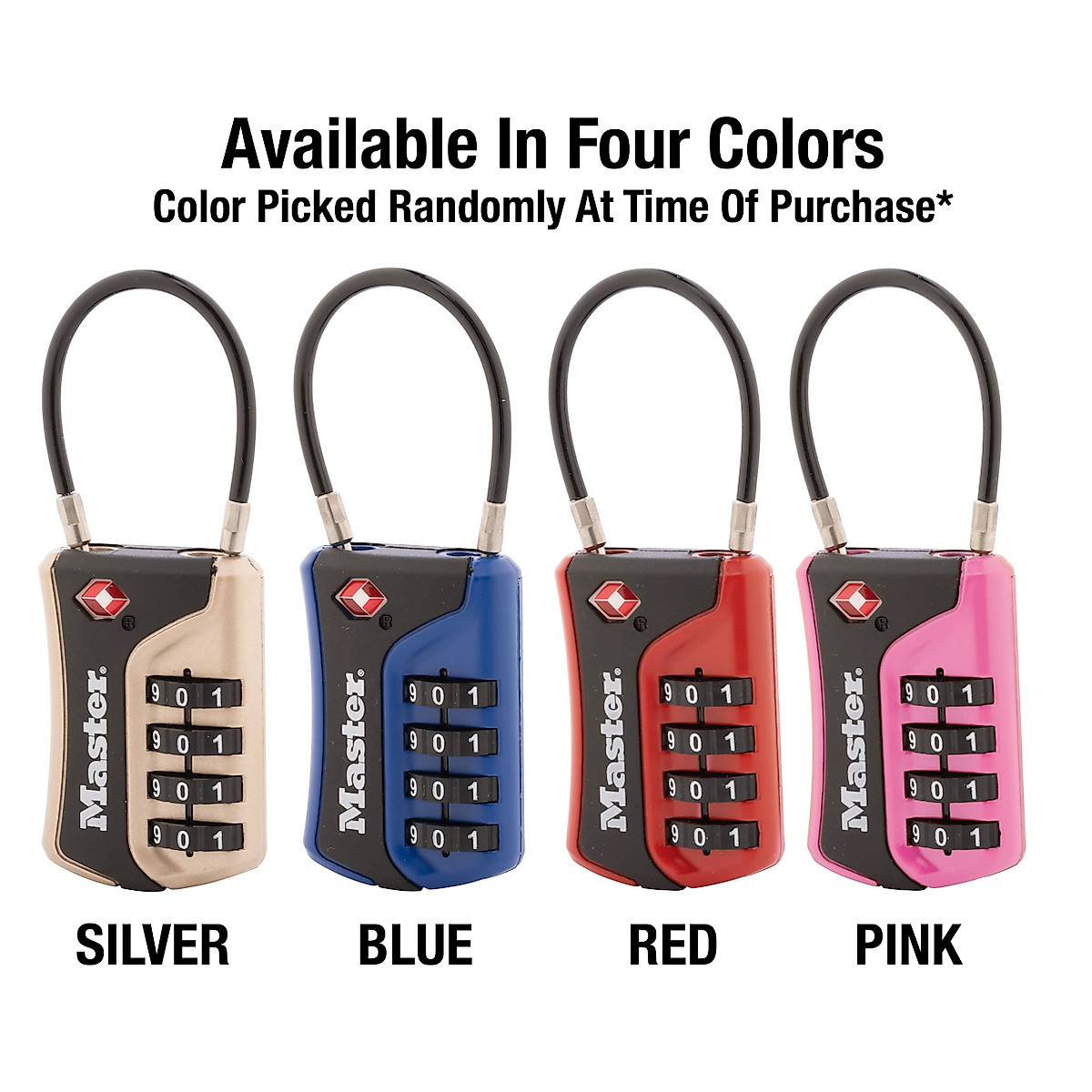 Master Lock 4697D Set Your Own Combination TSA Approved Luggage Lock, 1 Pack, Colors May Vary