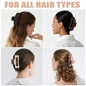 TOCESS Big Hair Claw Clips for Women Large Claw Clip for Thin Thick Curly Hair 90's Strong Hold 4.33 Inch Nonslip Neutral Matte Hair Clips (4 Pcs)