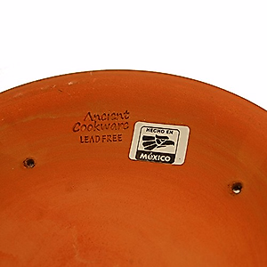 Ancient Cookware, Mexican Clay Lidded Cazuela Pot, Medium, Terracotta, 3.5 Quarts