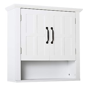 HOMCOM Medicine Cabinet, 3-Tier Bathroom Wall Cabinet with Adjustable Shelf and 2 Doors, Bathroom Cabinet for Over The Toilet, White