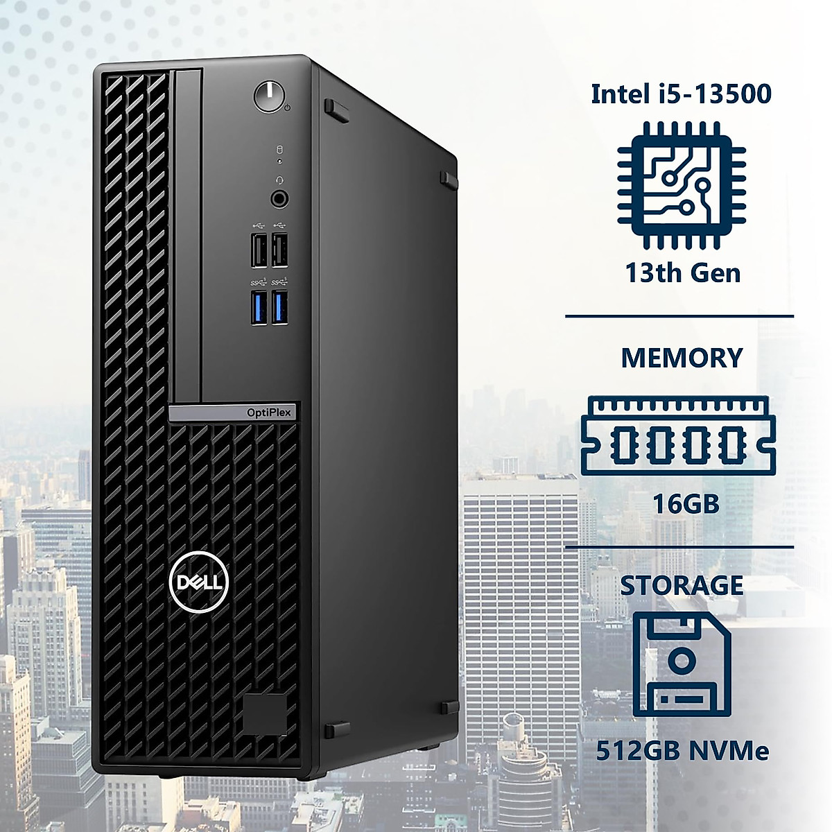 Dell Optiplex 7000 7010 SFF Intel i5-13500 (14 Cores, Beats Intel i7-12700T), 16GB RAM, 512GB NVMe, RJ-45, DP Port, HDMI, Wired KB & Mouse, W11P, 3YR, Business Desktop