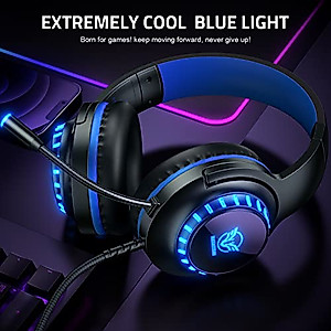 Pacrate Gaming Headset with Microphone for PC Mac PS4 Headset PS5 Headset Switch Xbox One Headset with Mic & LED Lights Noise Cancelling Headphones with Microphone for Kids Adults