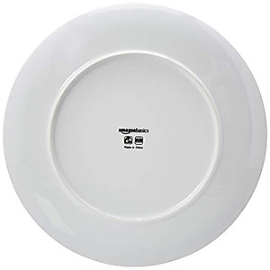 Amazon Basics 18-Piece Kitchen Dinnerware Set, Plates, Dishes, Bowls, Service for 6, White Porcelain Coupe