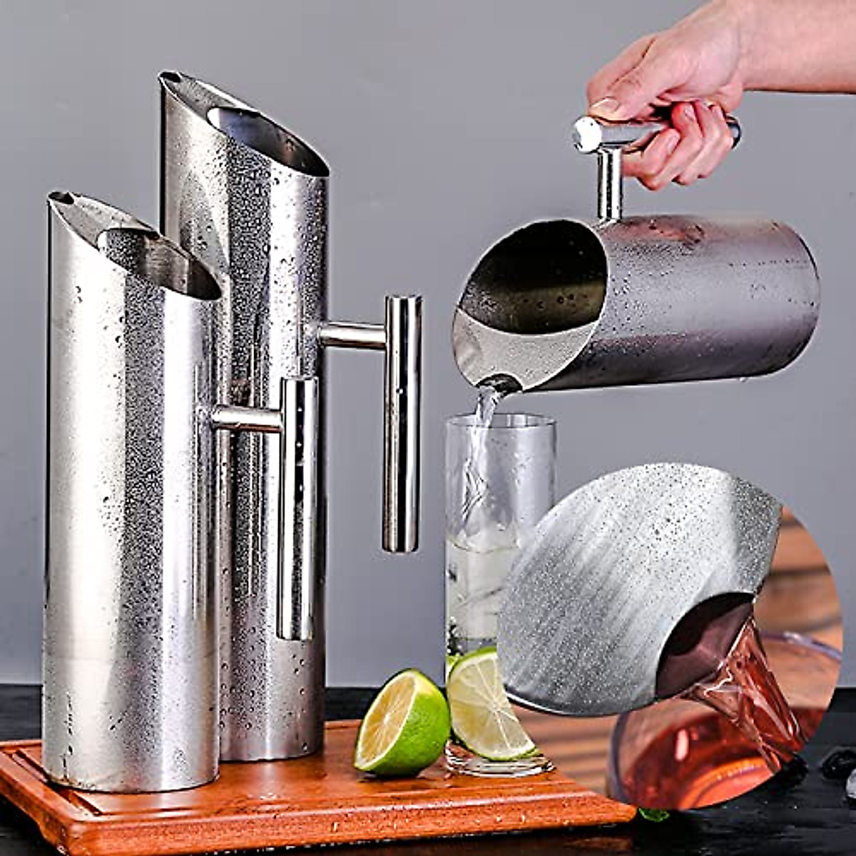 Water Pitcher, Stainless Steel Water PitcherJug Water Jug Cold Drinking Water Pouch Pitcher with Handle for Iced Tea Beverage Carafe(1.5L)