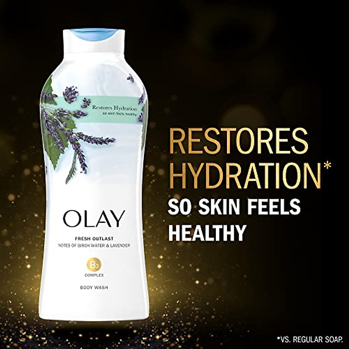 Olay Fresh Outlast Purifying Birch & Lavender Body Wash 22 Fl Oz (Pack of 4)