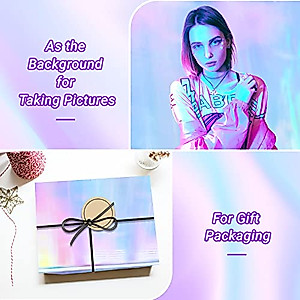 4 Pack Iridescence Plastic Tablecloths Shiny Disposable Laser Table Covers 54" x 108" Sequin Holographic Foil Tablecloths for Birthday, Wedding, Party, Picnic, Buffet, Christmas Decorations