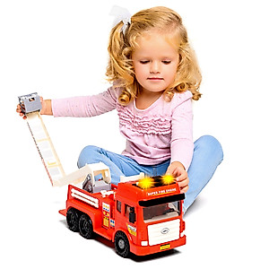 CifToys Fire Truck Toy for 3 Year Old Boys, Girls, Big Firetruck Toys for Kids 3-8, Fire Engine Gift for Ages 3,4,5,6,7,8, Rescue Car,Extending Ladder