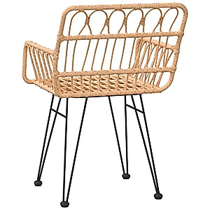 vidaXL 2X Patio Chairs with Armrest Garden Outdoor Lawn Terrace Balcony Backyard Dining Dinner Dinette Chair Seat Seating Furniture PE Rattan