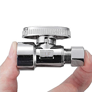 Minimprover 2 Pack Brass 1/2 Inch FIP x 3/8 Inch OD Compression Quarter Turn Straight Water Angle Stop Valve Shut Off