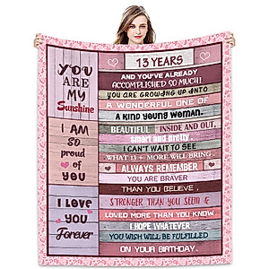 Joyloce Sweet 13th Birthday Gifts for Girls Blanket 60"x50", Sweet 13 Gifts for Girls - Best 13th Birthday Gift Ideas - Funny Gift for 13-Year-Old Girl - 13th Bday Party Decorations for Women Blankets