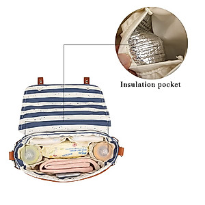 Baby Diaper Stroller Bag - Diaper Caddy Tote Baby Stroller Bag Nursery Storage Bin for Diapers, Wipes & Toys Diaper Bag With Stroller Hooks, Classic Stripes (Blue)