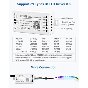 ALITOVE WS2812B WS2811 WS2801 LED WiFi Controller, iOS Android App Wireless Remote Control DC 5V~24V SP108E for SK6812 SK6812-RGBW WS2812 WS2813 WS2815 AL2815 Digital Addressable RGB LED Pixels Strip