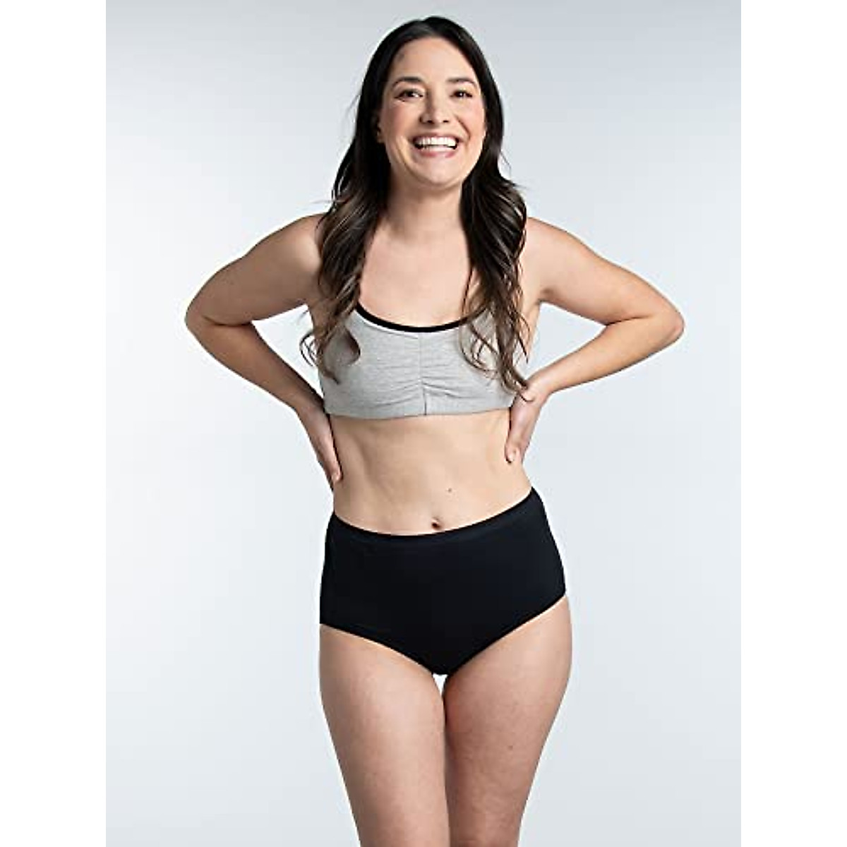 Fruit of the Loom Women's Eversoft Underwear, Tag Free & Breathable, Available in Plus Size, Brief-Cotton-6 Pack-Black, 10