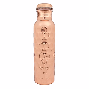 Pure Copper yoga Handmade Diamond Hammered Design Leak Proof Bottle 1000 ML diamond hammered design Copper Bottle Outside Lacquer Coated, inside polish Health Benefit Leak Proof 1000 ml copper bottle.