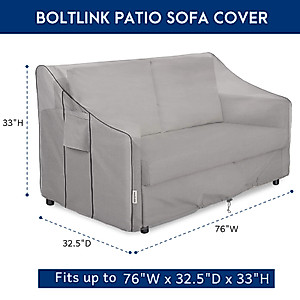 BOLTLINK Outdoor Patio Furniture Covers Waterproof ,Durable 3-Seater Sofa Cover Fits up to 76W x 32.5D x 33H inches