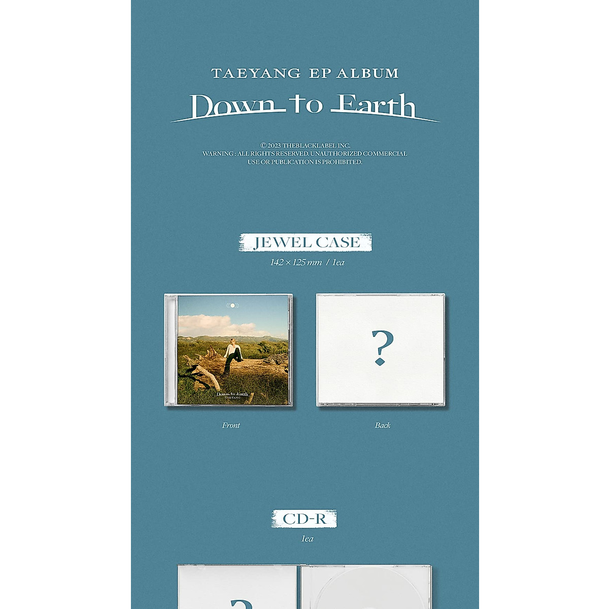 Bigbang TAEYANG Down to Earth EP Album CD+POB+Mini folding poster on pack+Booklet+Photocard+Tracking Sealed