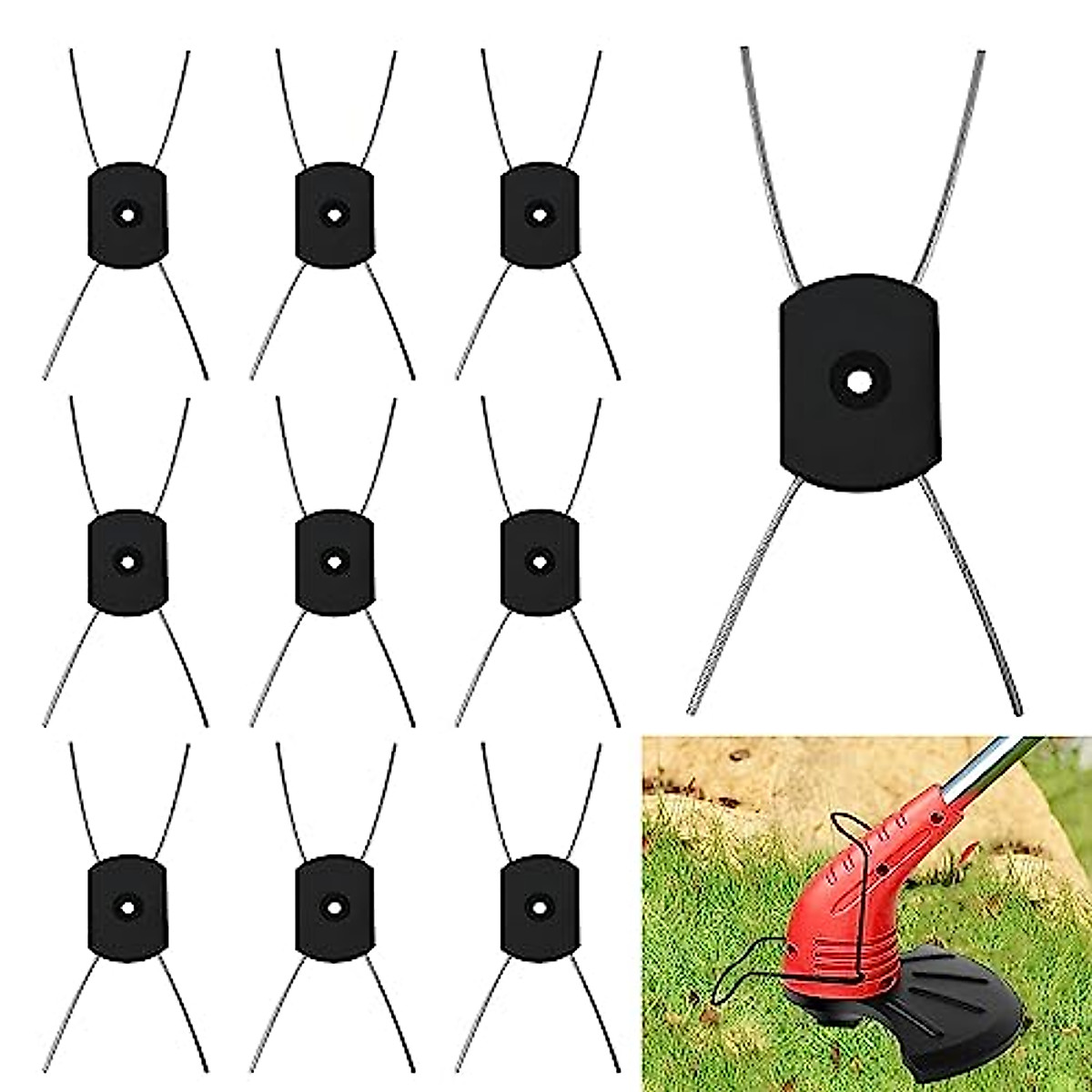 NeJesZoe 10 Pieces String Trimmer Head,Electric Weed Eater Wire Replacement Head,Steel Wire Trimmer Spool Line,Weed Trimmer Cutter Head for Cordless Grass Trimmers with Bore 0.2inch/5.5mm
