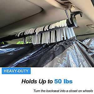Enovorld Car Clothes Hanger Bar - Expandable 36 to 65 inches Retractable Vehicle Cloth Rack Hanger Rod for Car Trucks, SUVs, Vans, RVs, Road Travelers.