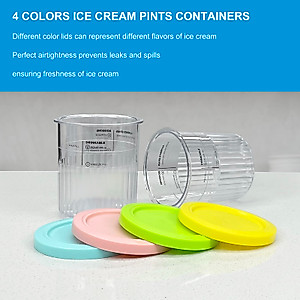 CUTIECLUB Pack of 4 Ice Cream Pint Containers 24oz and Lids for Ninja Creami NC500 NC501 Series Deluxe ice Cream Makers, Replacement Cups BPA-Free & Dishwasher Safe