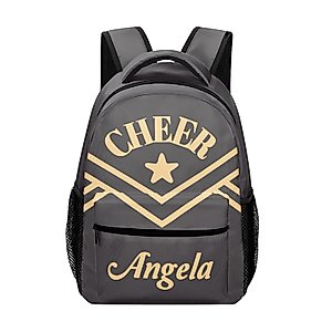 XOZOTY Custom Cheerleader Backpack with Name Daypack for Camping Hiking Cheer Black Golden Yellow