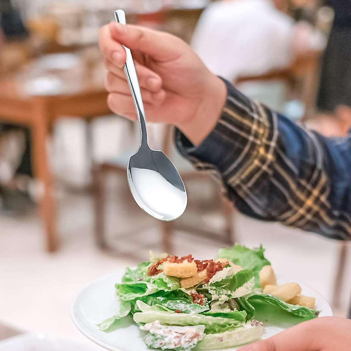 Xowine Stainless Steel Buffet Serving Spoon, 6-Piece Large Serving Spoons