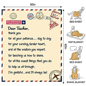 Teacher Gifts for Women Blanket, Teacher Appreciation Gifts from Students, Personalized Teacher Gifts for Daughter Friends, Ultra-Soft Flannel Throw Blanket for Bedding Sofa 50 X 60 in
