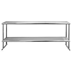Profeeshaw Stainless Steel Overshelf for Prep & Work Table 12” x 72” NSF Commercial Adjustable Double Shelf 2 Tier for Restaurant, Bar, Utility Room, Kitchen and Garage