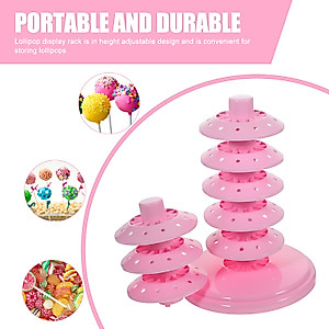 Cake Pops Stand 2pcs Lollipop Display Holder Round Candy Holder Cake Pop Stand Ring Stand Lollipop Showing Tower for Wedding Showers Birthday Party Favors, Pink