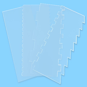 4 Pieces Large Clear Acrylic Cake Scraper Set Cakes Smoother Scraper Cake Stripes Edge Contour Comb for DIY Icing Frosting Buttercream Cream Decorating Kitchen Baking Tool Mousse Pastry Cutter