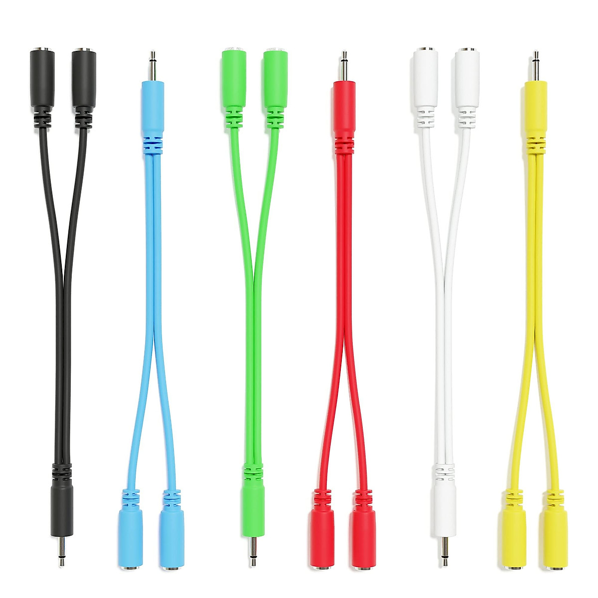 ExcelValley - Mono Splitter Y Patch Cables - TS 3.5mm 1/8" Eurorack Synth Synthesizer [6A-Pack]