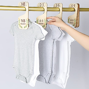 Dabancy Wooden Baby Closet Dividers - Set of 10 from Newborn to Toddler and 2 Blanks with Velvet Bag,Wooden Nursery Closet Dividers for Baby Clothes- [box]