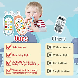 Richgv Baby Toys for 1 Year Old Boys Girls, Baby Cell Phone Toy Sensory Learning Toys with 12 Functions, Baby Toys 6 to 12 Months Multi Sound Effects with Light Teething Toys for Babies Infants Gift