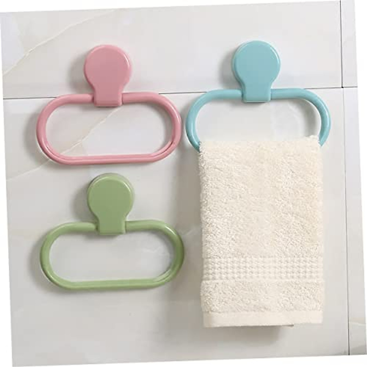 OSALADI 3pcs Adhesive for Self Holders Ring Bracket Plastic Rack Home Drill Hooks Toilet Swing Hanger Wall Shower Washroom Holder Self- Bath Hangers Storage Drilling Towel Round Mounted