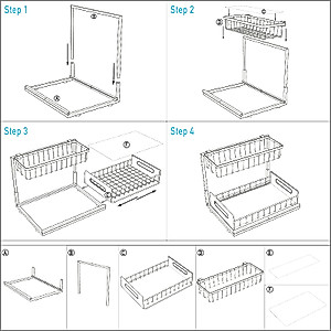 Fodayuse L-Shaped Under Sink Organizer with Sliding Design, Pull Out Cabinet Storage 2-Tier Shelf Under Cabinet Organizer Multi-Use for Kitchen Bathroom Sink Organizers and Storage cabinet, Metal