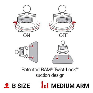 RAM Mounts X-Grip Phone Mount with RAM Twist-Lock Suction Cup RAM-B-166-UN7U with Medium Arm for Vehicle Windshields