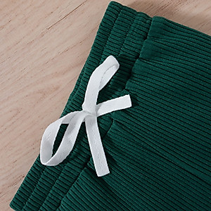 fhutpw Toddler Boy Fall Clothes 2T 3T 4T 5T Outfits Winter Long Sleeve Knitted Cotton Tops & Pants Sets Solid Color (A-Green, 2-3T)