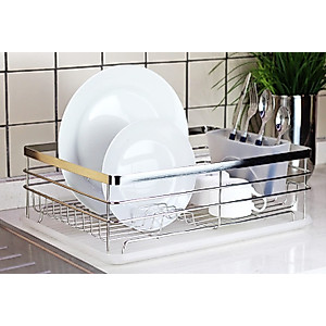 Neat-O Stylish Sturdy Stainless Steel Metal Wire Medium Dish Drainer Drying Rack (Stainless Steel, Chrome)
