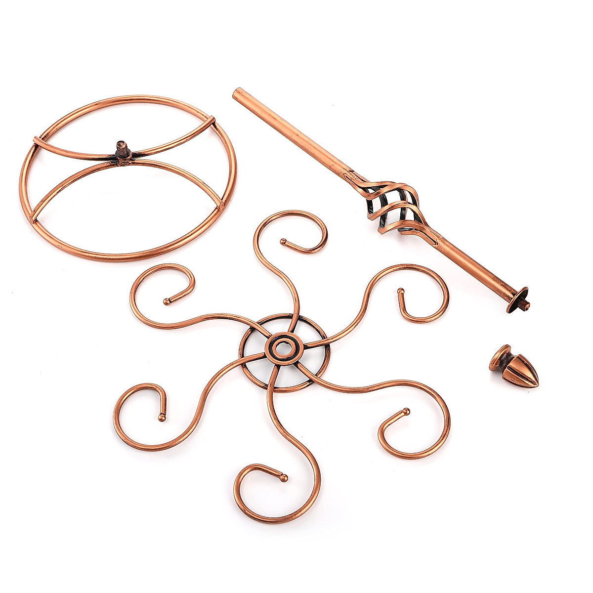 Okllen 2 Pack Scrollwork Wine Glass Rack with 6 Hooks, Metal Stemware Holder Stand Freestanding Wine Glass Holder Display Rack for Tabletop, Bar Countertop, Air Drying, Kitchen Home Storage, Bronze