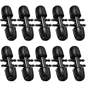 Drip Irrigation Barbed Tee 10 Pieces 1/2 Inch to 1/4 Inch Adapter Irrigation Tubing Connector Barbed Locking Fittings Fits 16 mm Drip Tape Tubing (Black)