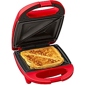 Nostalgia mini sandwich maker toaster compact for portion control seals and toasts sandwich panini maker (RED)