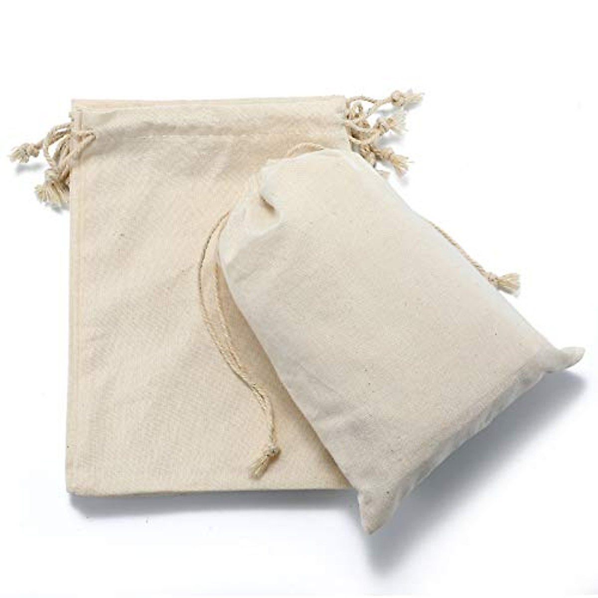 DRQ Cotton Drawstring Bags, EcoFriendly Muslin Bags (5 by 7 inch) Gift Bags, Party Favor Bags, Unbleached Cotton Pouches, Sachet Bag,Fabric Bags,Cloth Bags(50 Pieces)