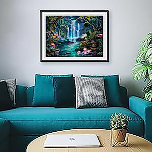AIBOERL Diamond Art Kits, Forest Waterfall DIY Full Round Drill Diamond Painting Kit for Adults Beginners, Landscape Full Drill Crystal Picture Gem Art for Home Wall Decor (15.8 * 11.8 inch)