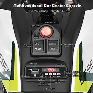 Costzon Kids ATV, 12V Battery Powered Electric Vehicle w/Safety Belt, LED Light, Music, Horn, 2 Speeds, USB/ MP3/TF, Treaded Tires, Ride on Car 4 Wheeler Quad for Boy & Girl Gift, Ride on ATV, Green