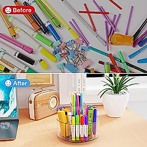 Marbrasse Acrylic Pen Holder, 360-degree Rotating Clear Pen Organizer for Desk, Desktop Stationery Organizer Caddy for Office School Home & Art Supplies (Acrylic Circle)