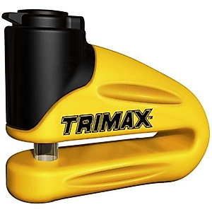 Trimax T665LY Hardened Metal Disc Lock - Yellow 10mm Pin (Long Throat) with Pouch & Reminder Cable