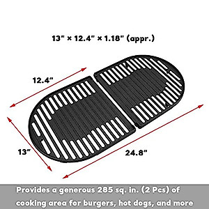 Uniflasy Cast Iron Grill Cooking Grates for Coleman Roadtrip Swaptop Grills LX LXE LXX, 2 Pack