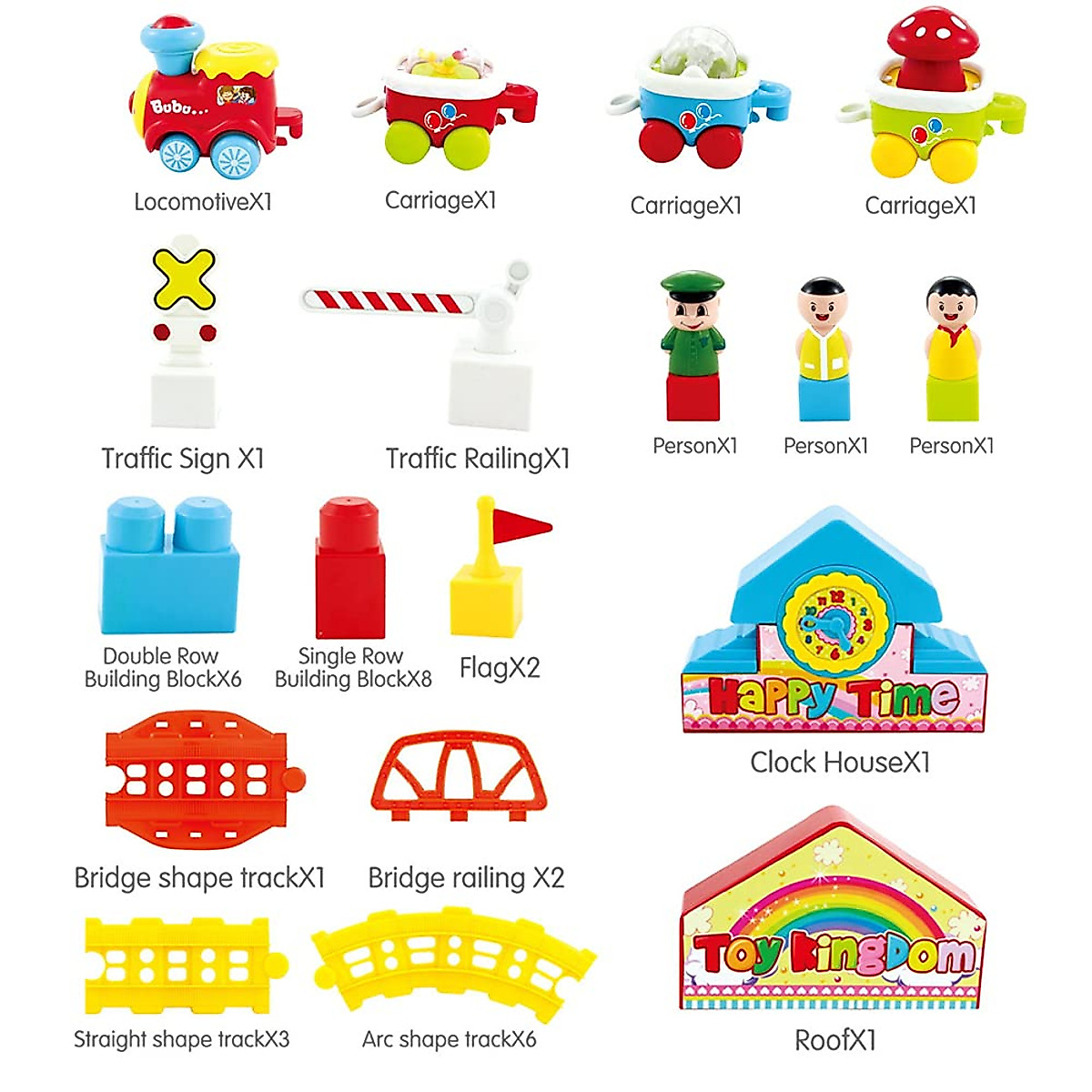 Toy Train Set, Toddler Musical Electric Trains Toy Set with Tracks Building Blocks, Preschool Learning Educational Toys Gift for 12 18 Months Kids 1 2 3 4 5 Year Old Boys Girls