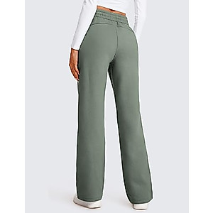 CRZ YOGA Cotton Fleece Lined Sweatpants Women 30" Straight Leg Casual Lounge Sweat Pants for Women Grey Sage Small
