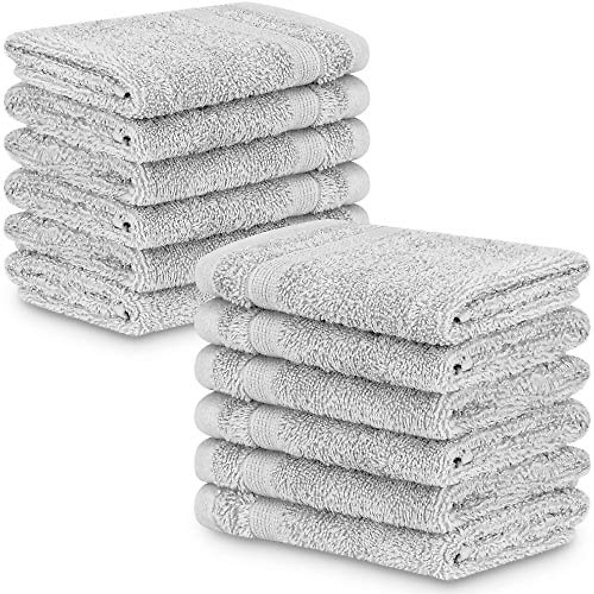 Adobella 12 Luxury Washcloths, 100% Cotton, Super Soft, Absorbent and Quick Drying, Baby and Body Wash Clothes, 13 x 13 inches, Small Fingertip Face Towel for Bathroom, White (Pack of 12)